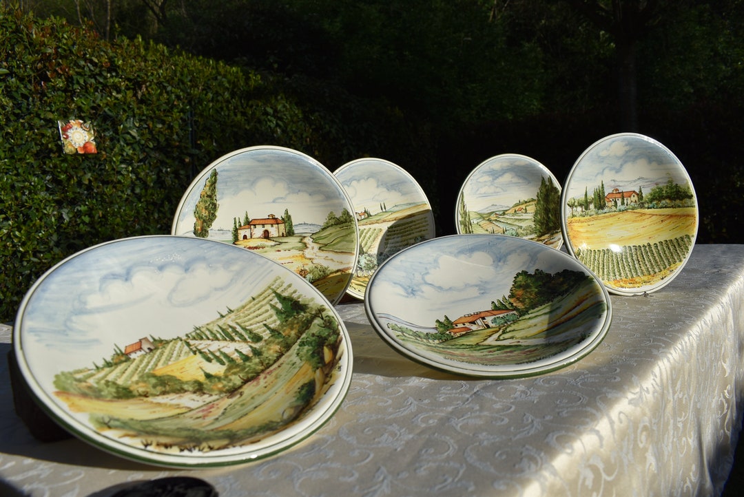Tuscan Dish/plate Handmade Ceramic, Hand-painted With Countryside ...