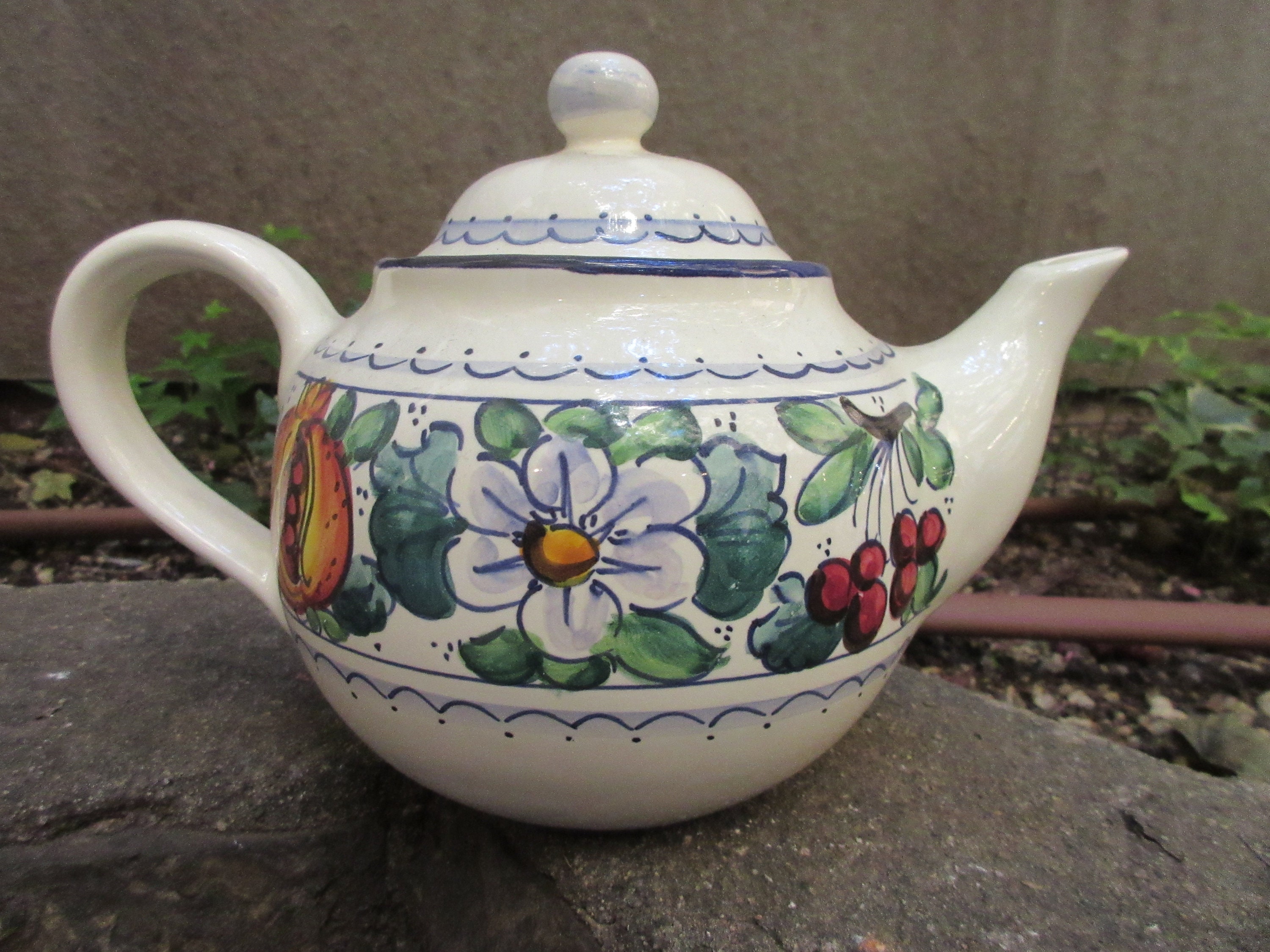 Tuscan teapot handmade hand-painted with lemons poppies and | Etsy