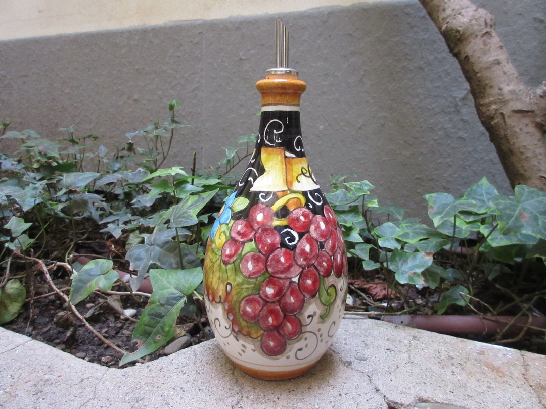 Tuscan Olive Oil Dispenser Olio Handmade, Hand-painted With Fruits on ...