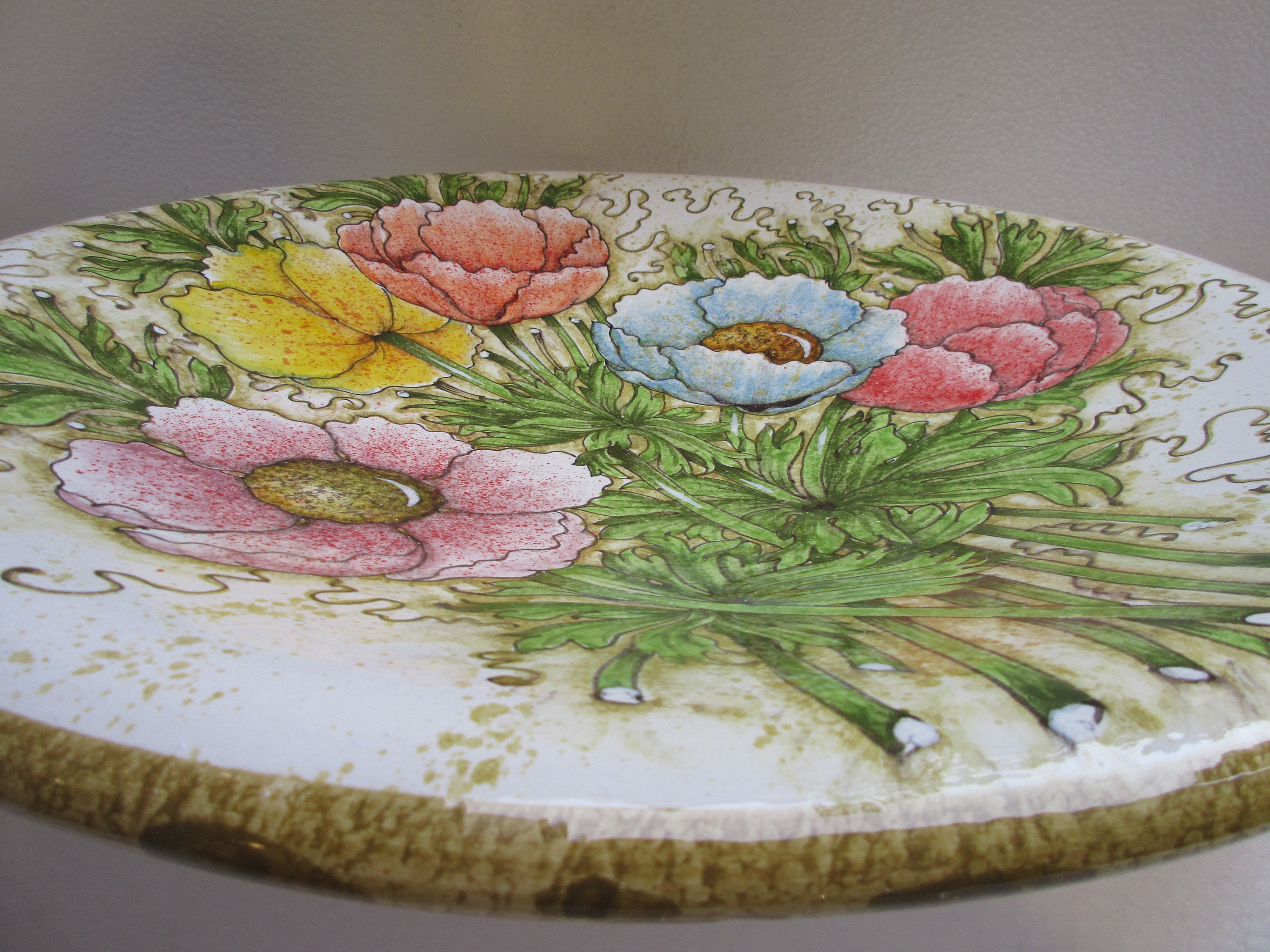 Tuscan Centerpiece Handmade Hand-painted With Flowers Details - Etsy