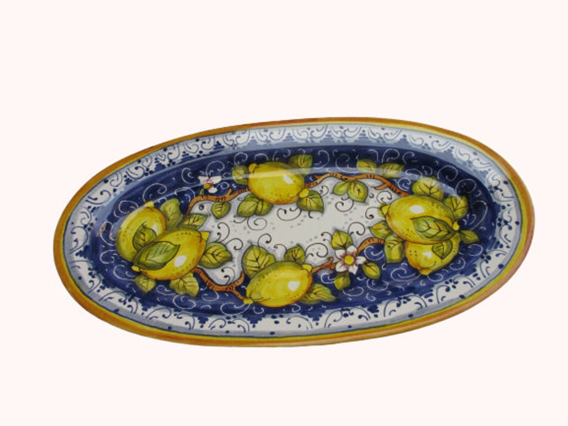 Tuscan Oval Platter Handmade Hand Painted With Lemons Design - Etsy