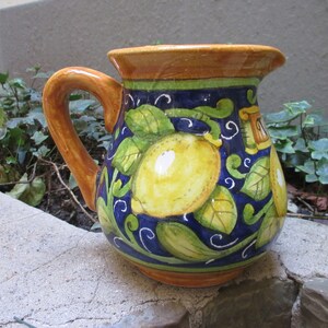 Tuscan Wine Pitcher Handmade, Hand Painted 'vino' With Grapes ...
