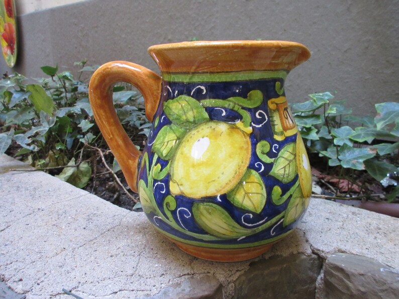 Tuscan Wine Pitcher Handmade, Hand Painted 'vino' With Grapes ...