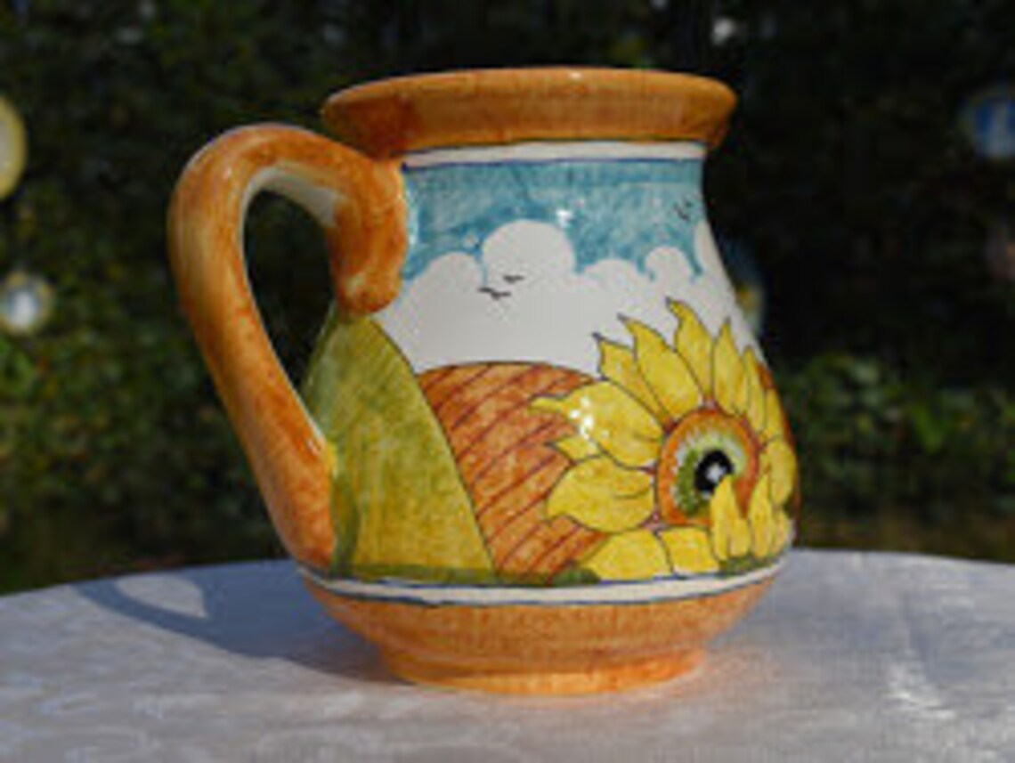 Tuscan Wine Pitcher Handmade Hand Painted 'vino' With - Etsy