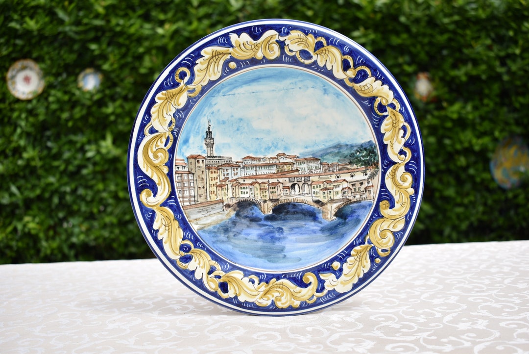 Tuscan Dish/plate Handmade Ceramic, Hand-painted With Florence Ponte ...