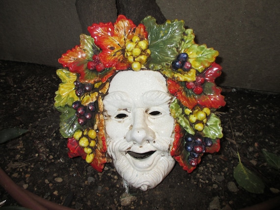 Tuscan Bacchus Mask With Grapes Decoration Handmade | Etsy