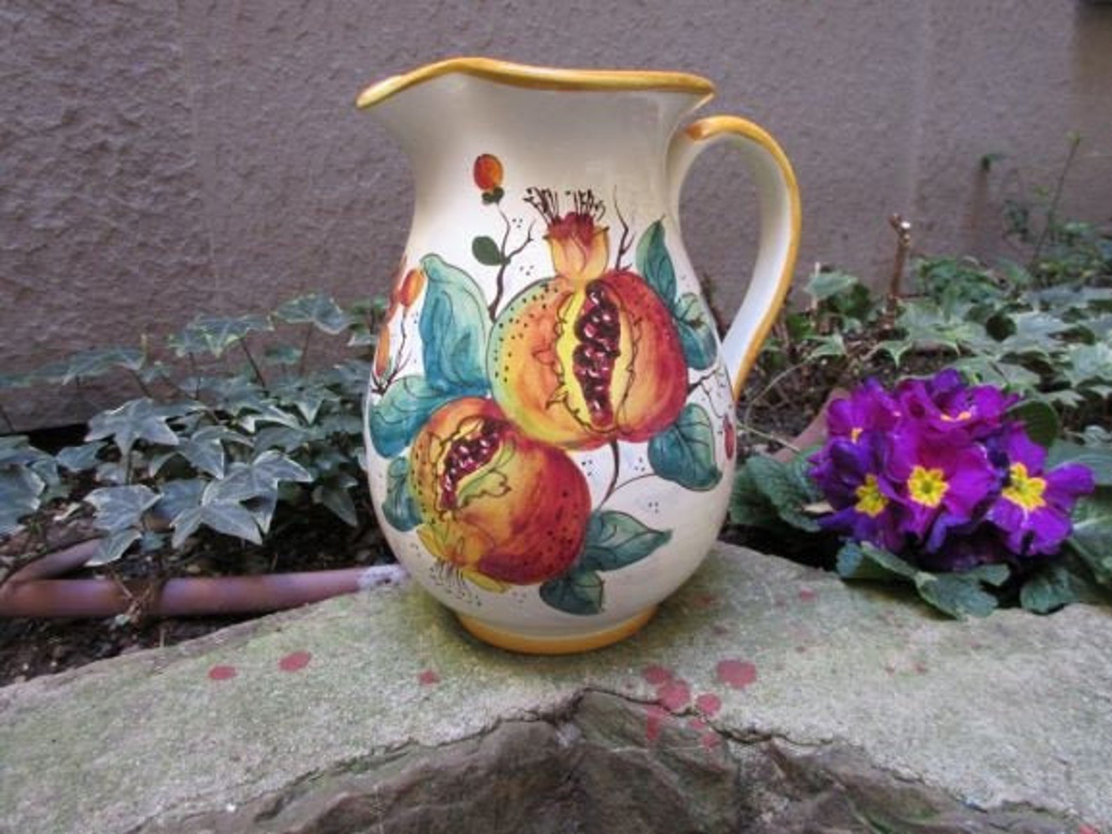 Tuscan Ceramic Wine Pitcher Handmade Hand Painted With - Etsy