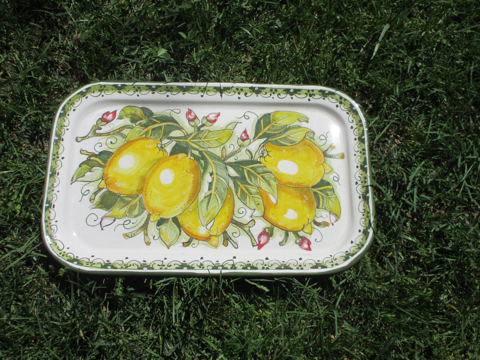 Tuscan Platter Handmade Hand Painted With Lemons in Yellow - Etsy