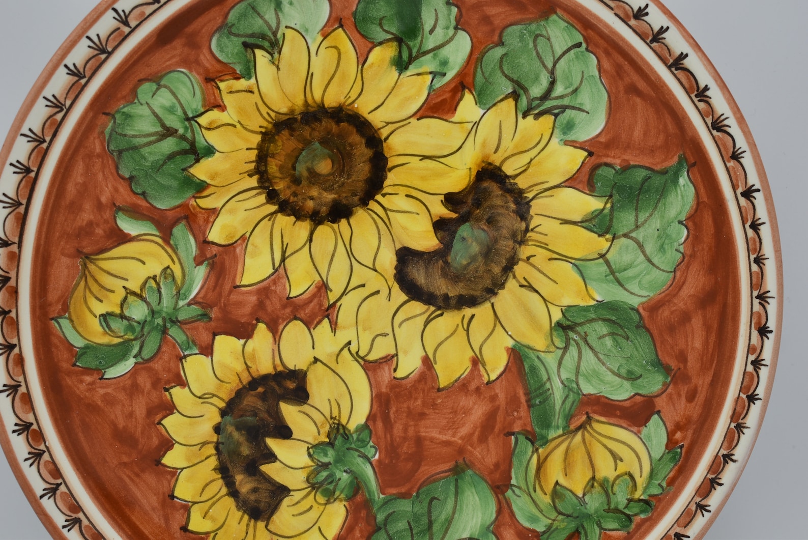 Tuscan Dish/plate Handmade Ceramic, Hand-painted With Sunflowers Design ...