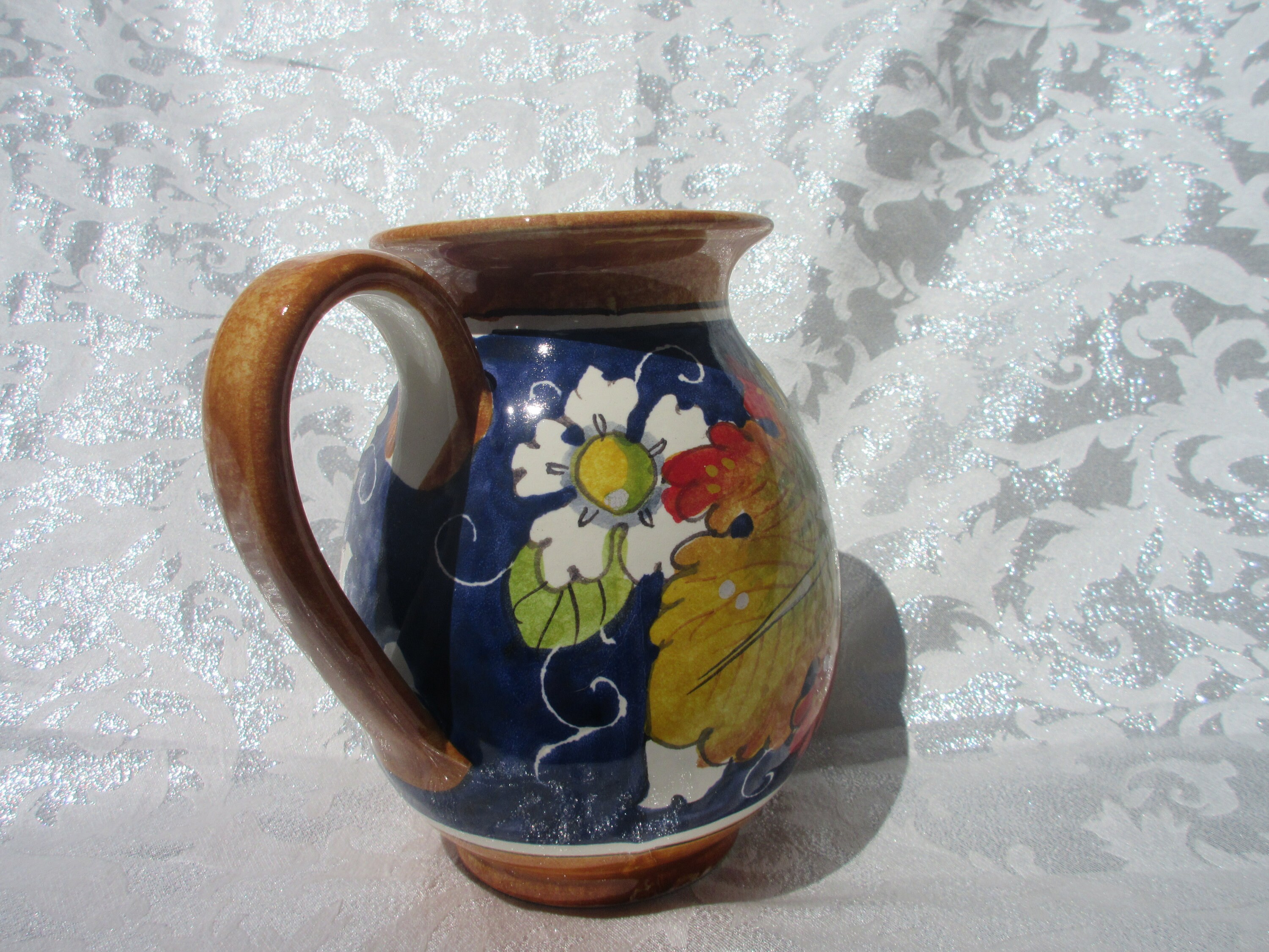 Tuscan wine pitcher handmade hand painted 'vino' with | Etsy