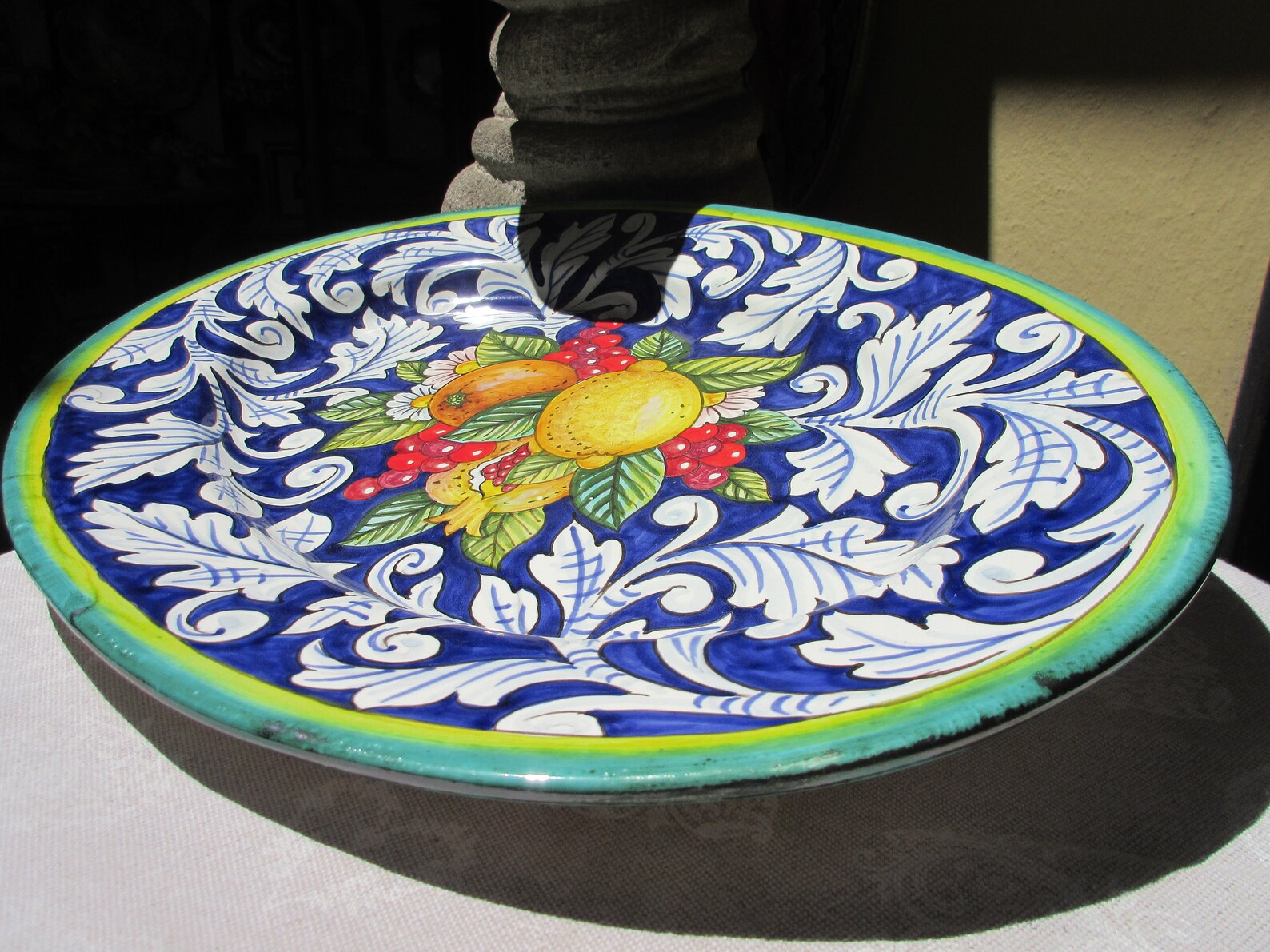 Tuscan Platter Handmade Hand Painted With Geometric Leaf and - Etsy