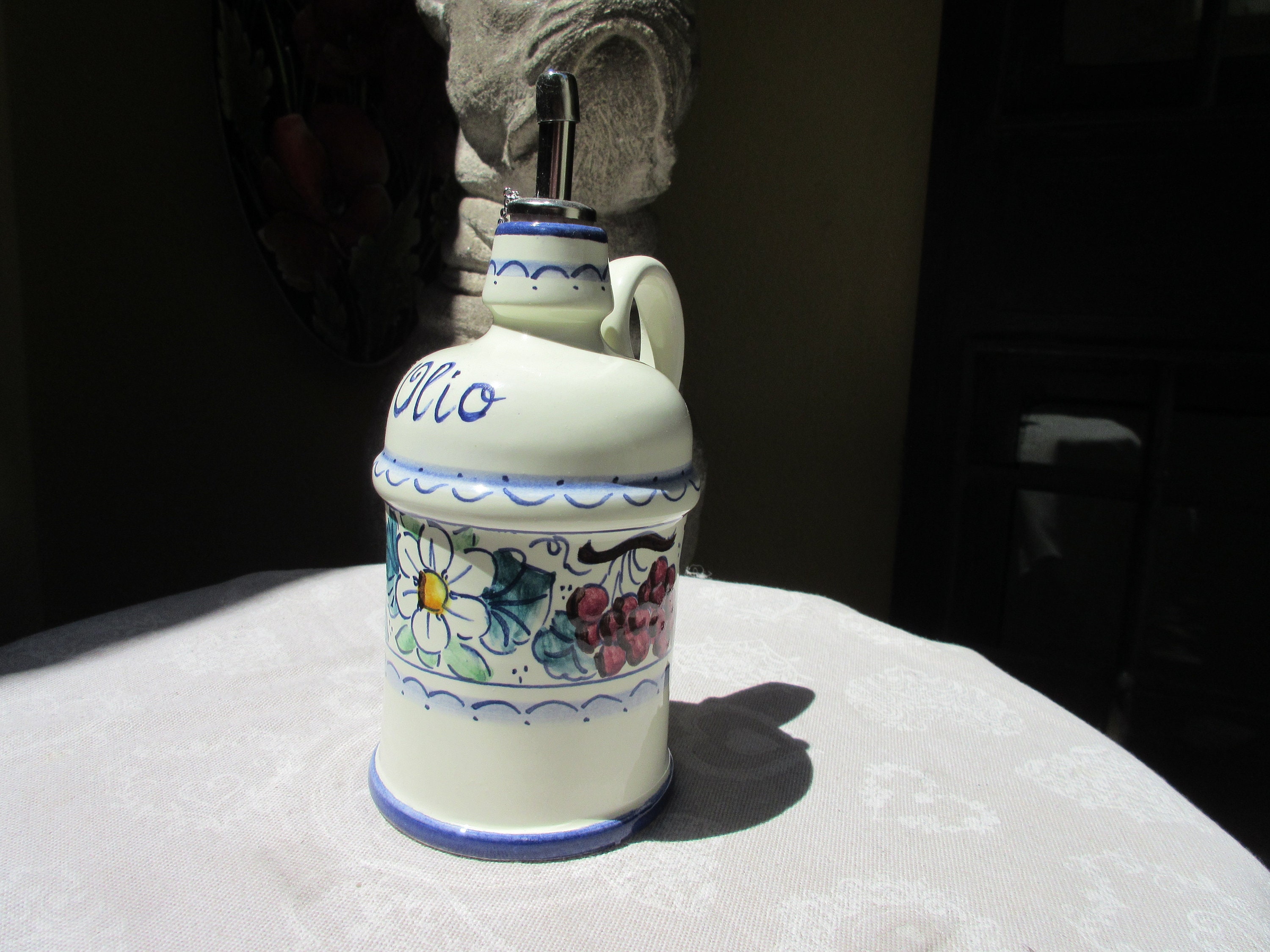 Tuscan Oil Container Handmade Ceramic Hand-painted 'olio - Etsy
