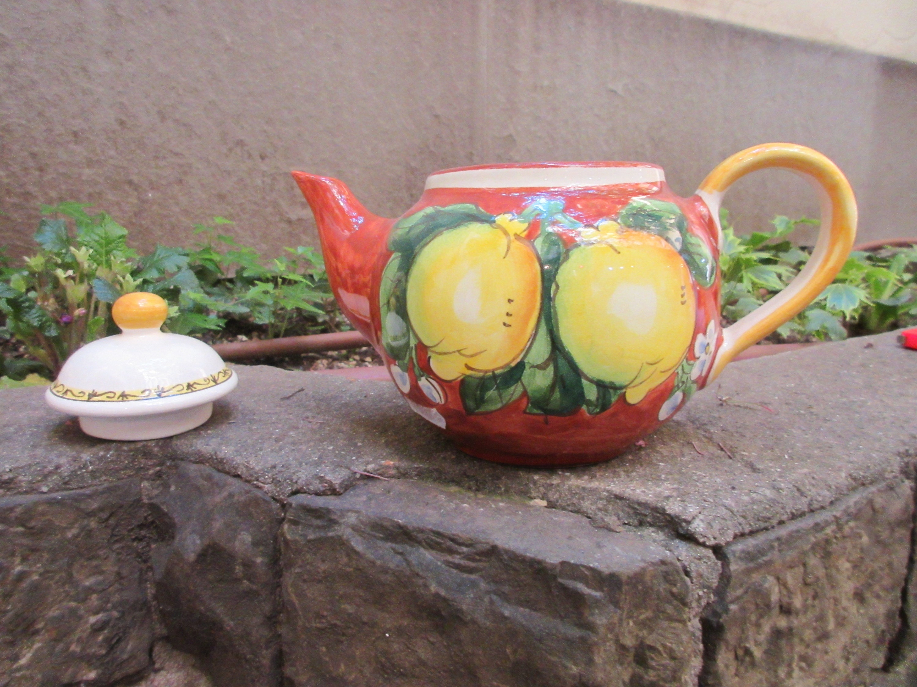 Tuscan teapot handmade hand-painted with lemons poppies and | Etsy