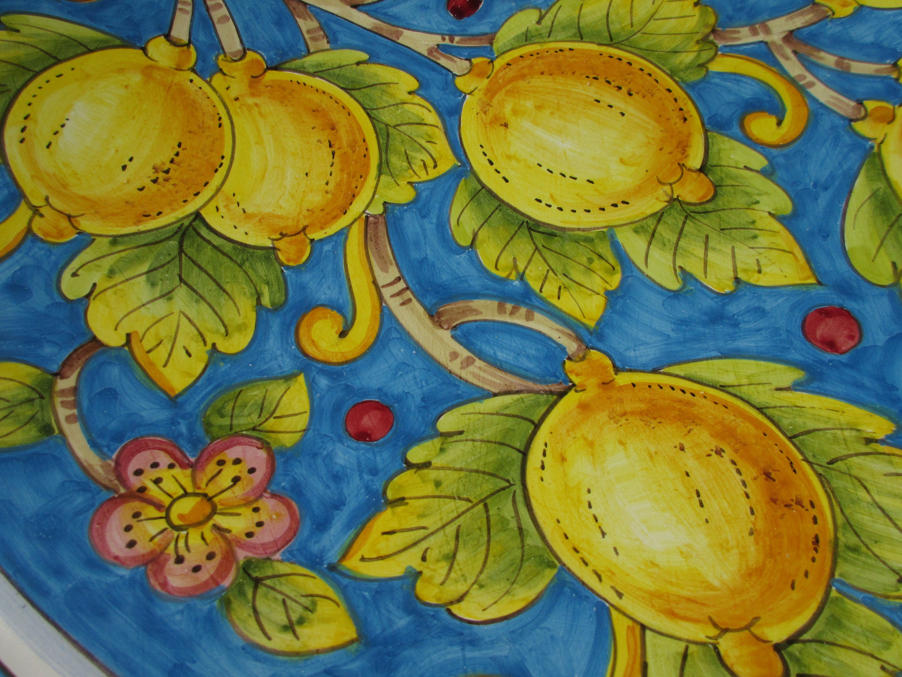 Tuscan Centerpiece Handmade, Hand-painted With Typical Lemons on Very ...