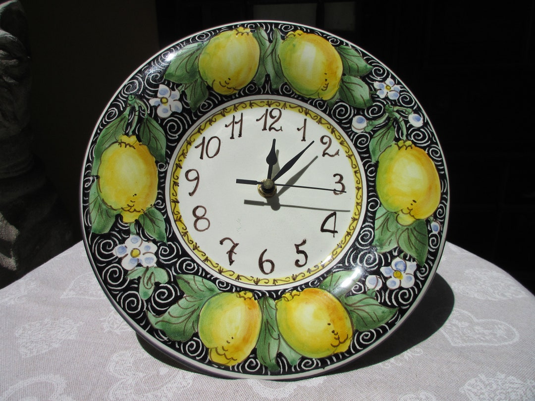 Tuscan Wall Clock Decoration Handmade, Hand-painted Kitchen Art - Etsy