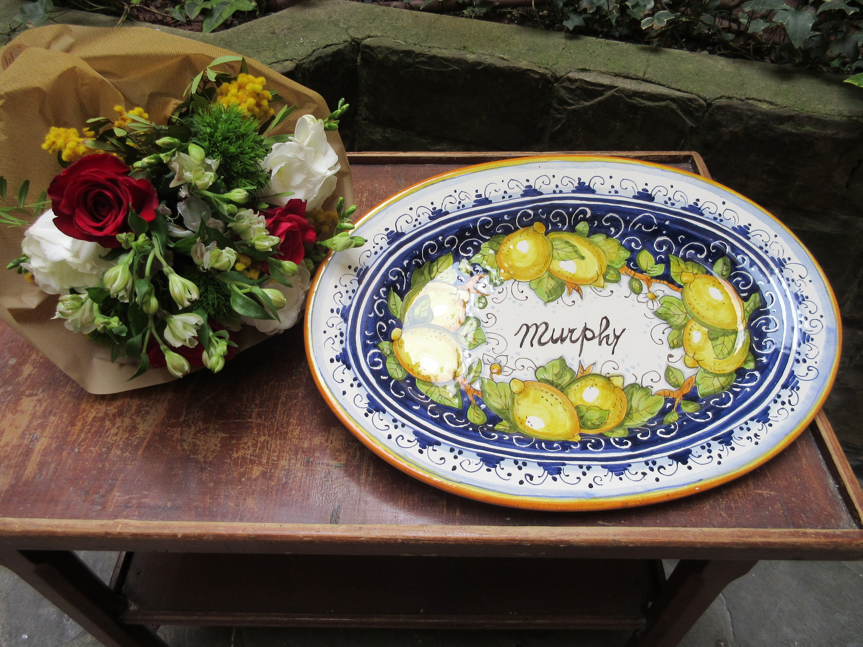 Tuscan platter handmade hand painted with lemons and with | Etsy