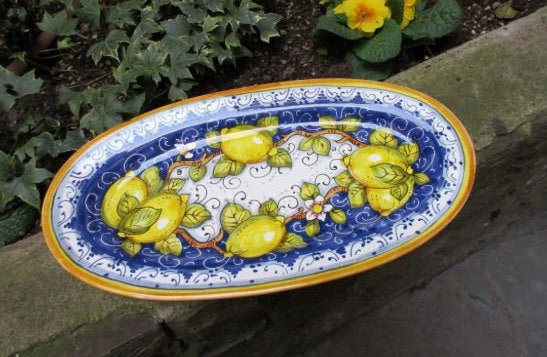 Tuscan Oval Platter Handmade, Hand Painted With Lemons Design - Etsy