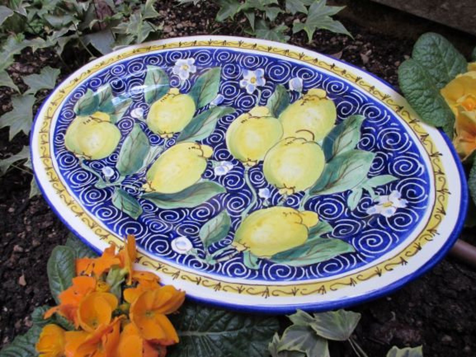 Tuscan Platter Handmade Hand Painted With Sunflowers Lemons - Etsy