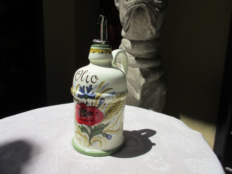 Tuscan oil container handmade ceramic hand-painted 'olio | Etsy