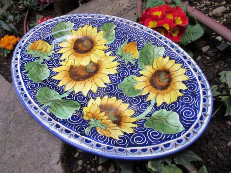 Tuscan Platter Handmade Hand Painted With Sunflowers Lemons - Etsy