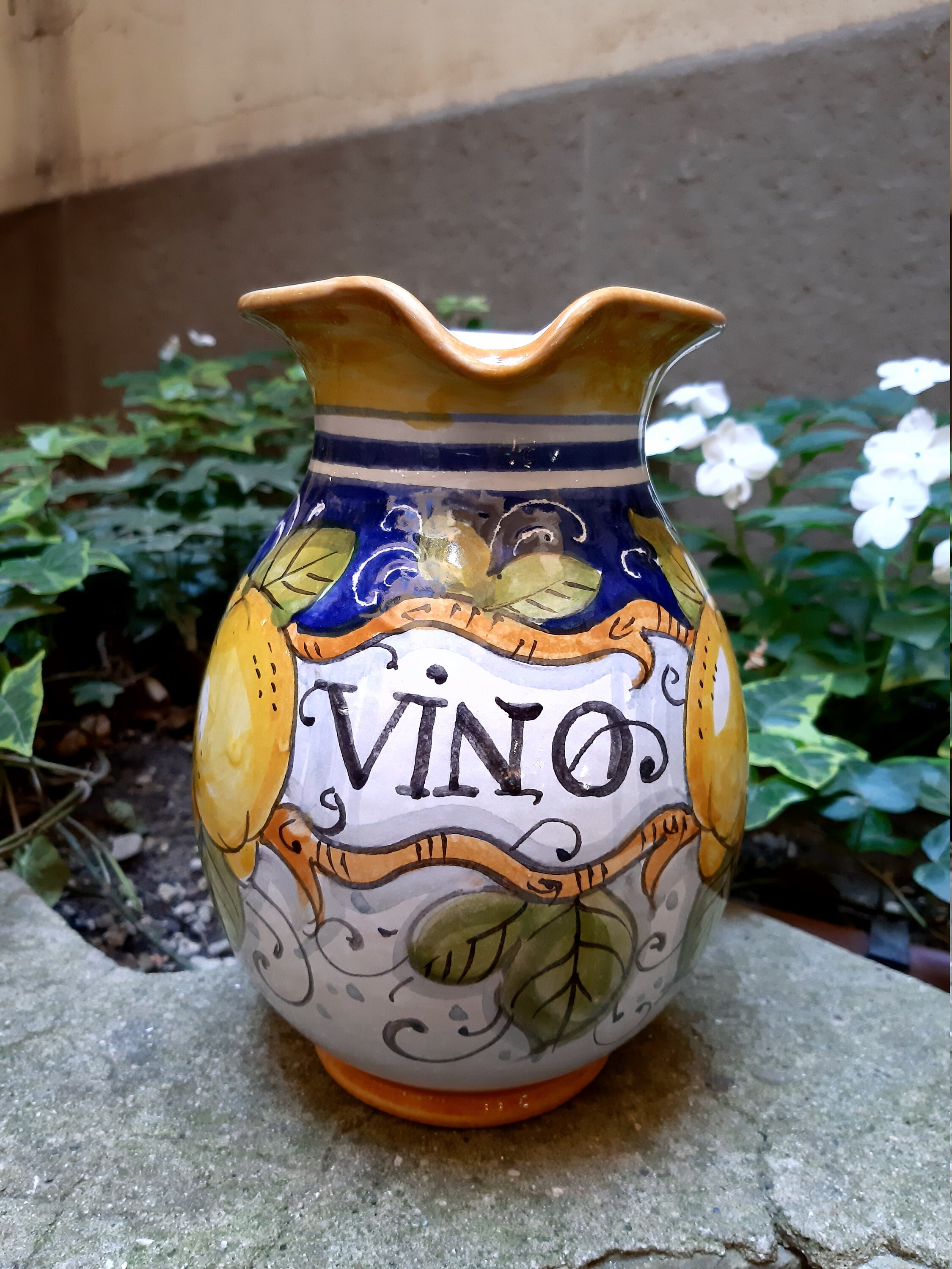 Tuscan Wine Pitcher Handmade Hand Painted 'vino' With | Etsy