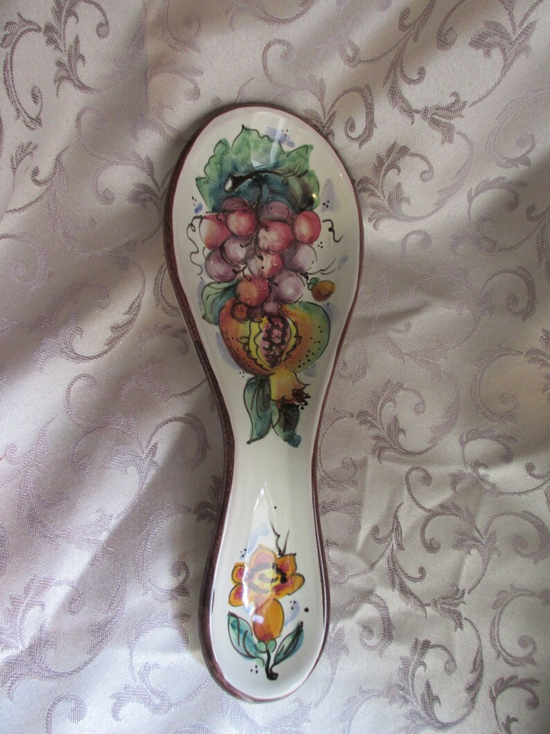 Tuscan Spoon Rest Handmade Hand Painted With Lemons Grapes | Etsy