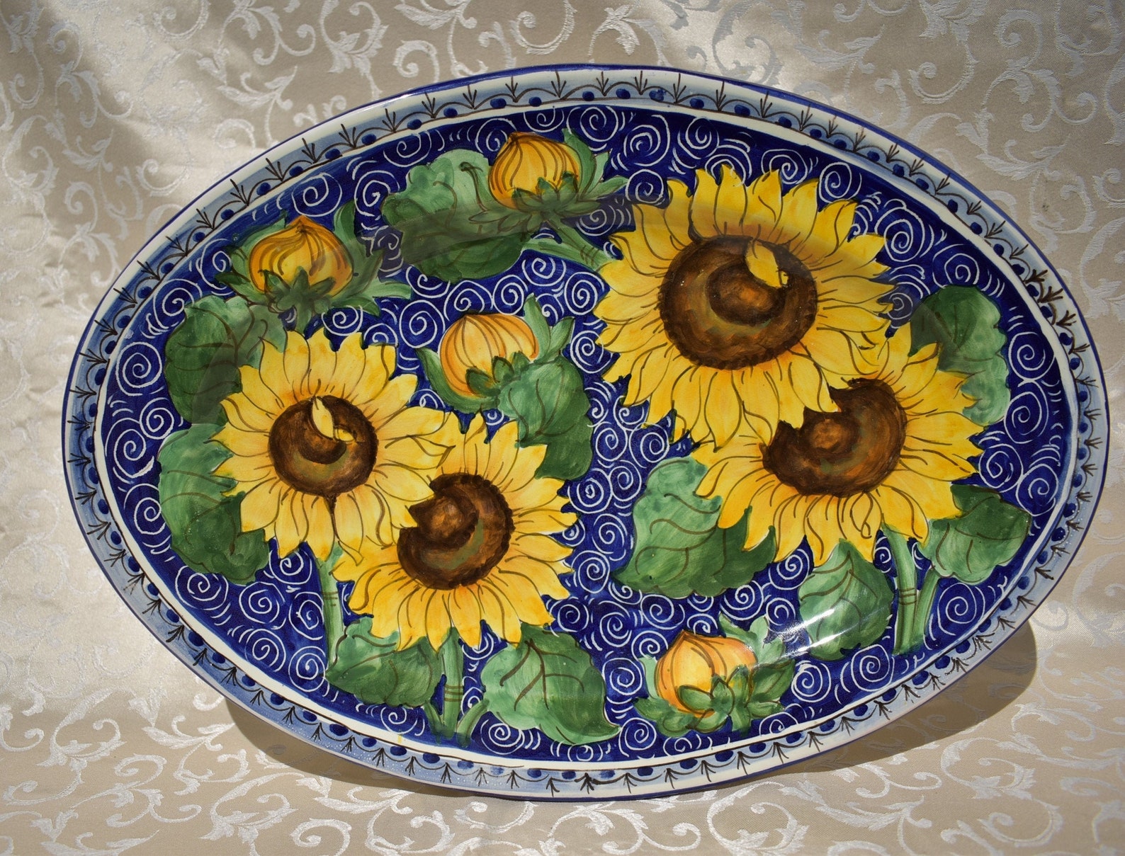 Tuscan Platter Handmade Hand Painted With Sunflowers Lemons - Etsy