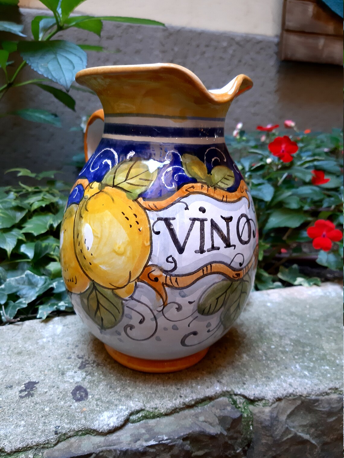 Tuscan Wine Pitcher Handmade Hand Painted 'vino' With | Etsy