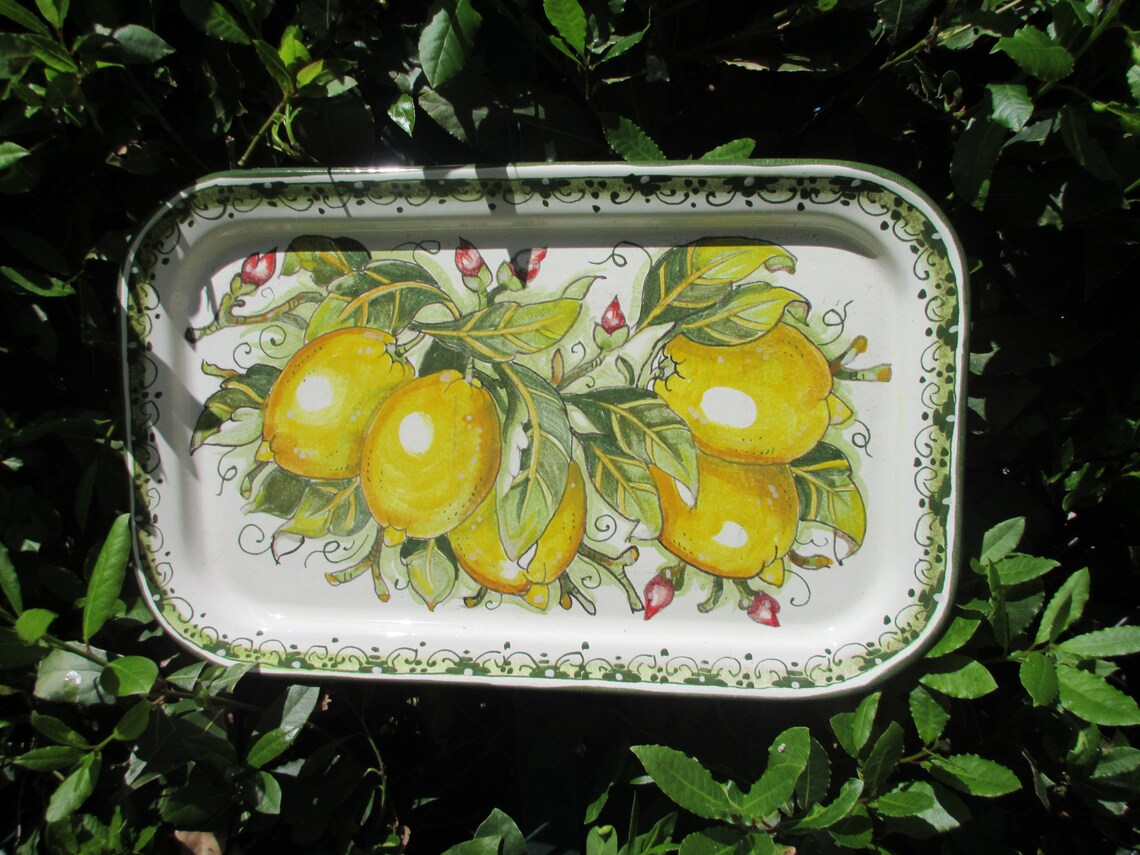 Tuscan Platter Handmade Hand Painted With Lemons in Yellow - Etsy