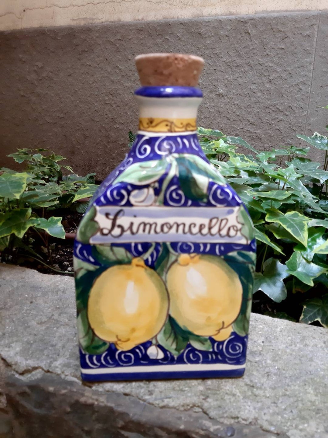 Medium Limoncello Bottle Handmade, Hand-painted With Grapes, Florence ...