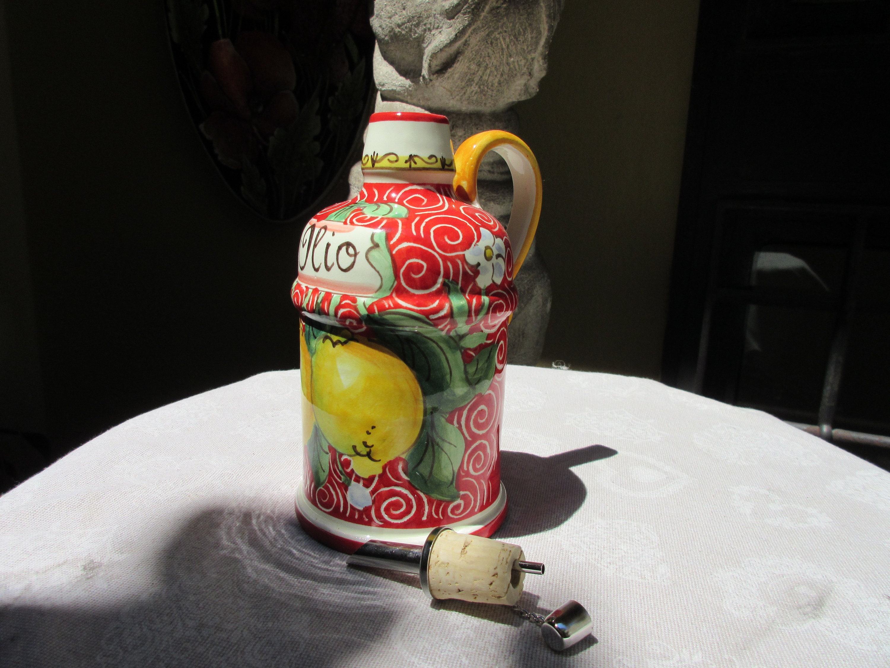 Tuscan Oil Container Handmade Ceramic Hand-painted 'olio - Etsy