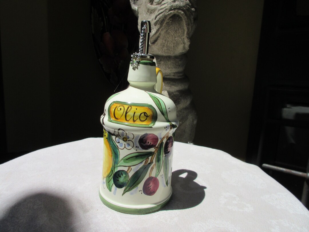 Tuscan Oil Container Handmade Ceramic, Hand-painted 'olio ' With Lemons ...