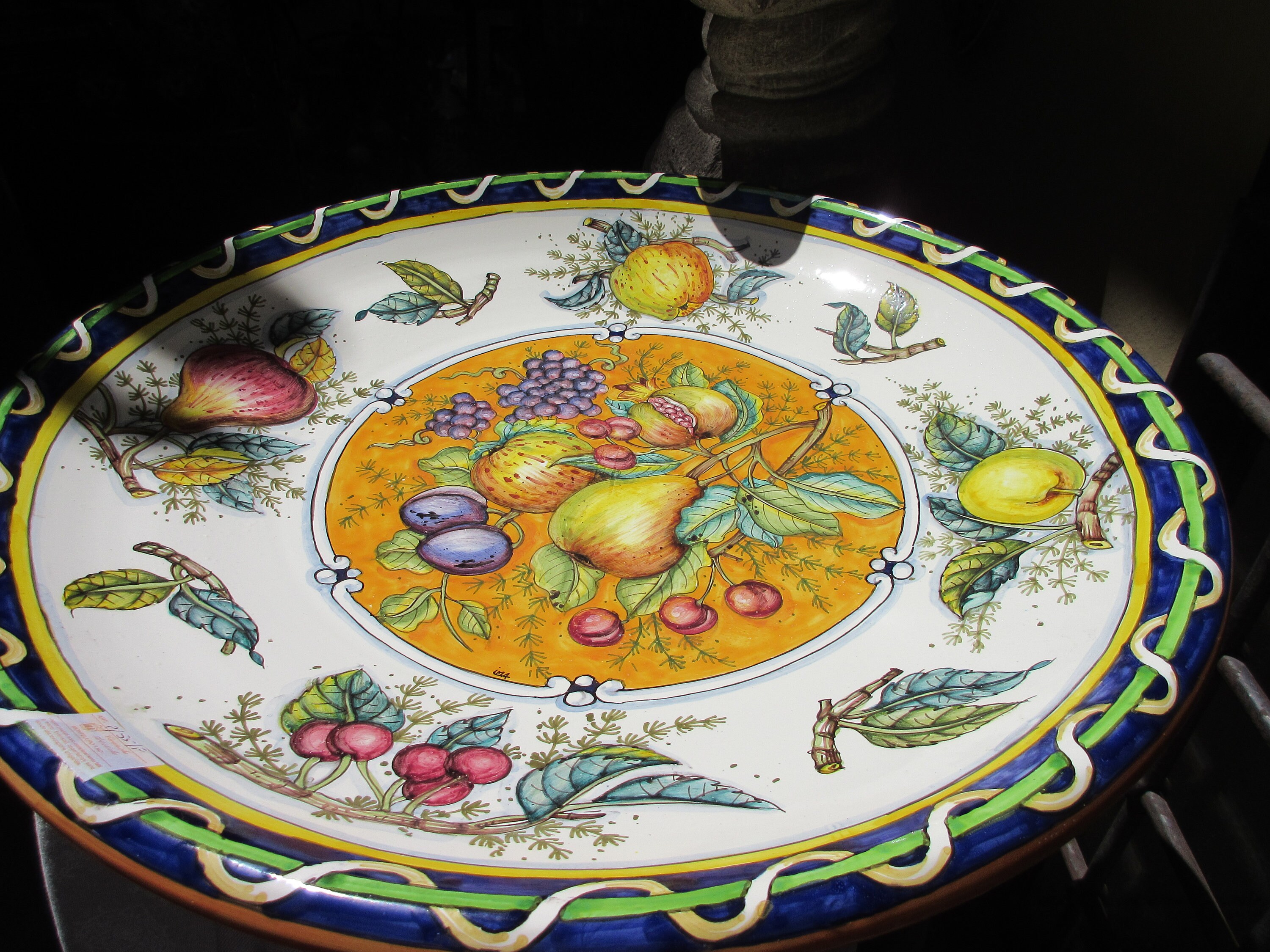 Tuscan Centerpiece Handmade, Hand-painted With Fruits and Flowers ...