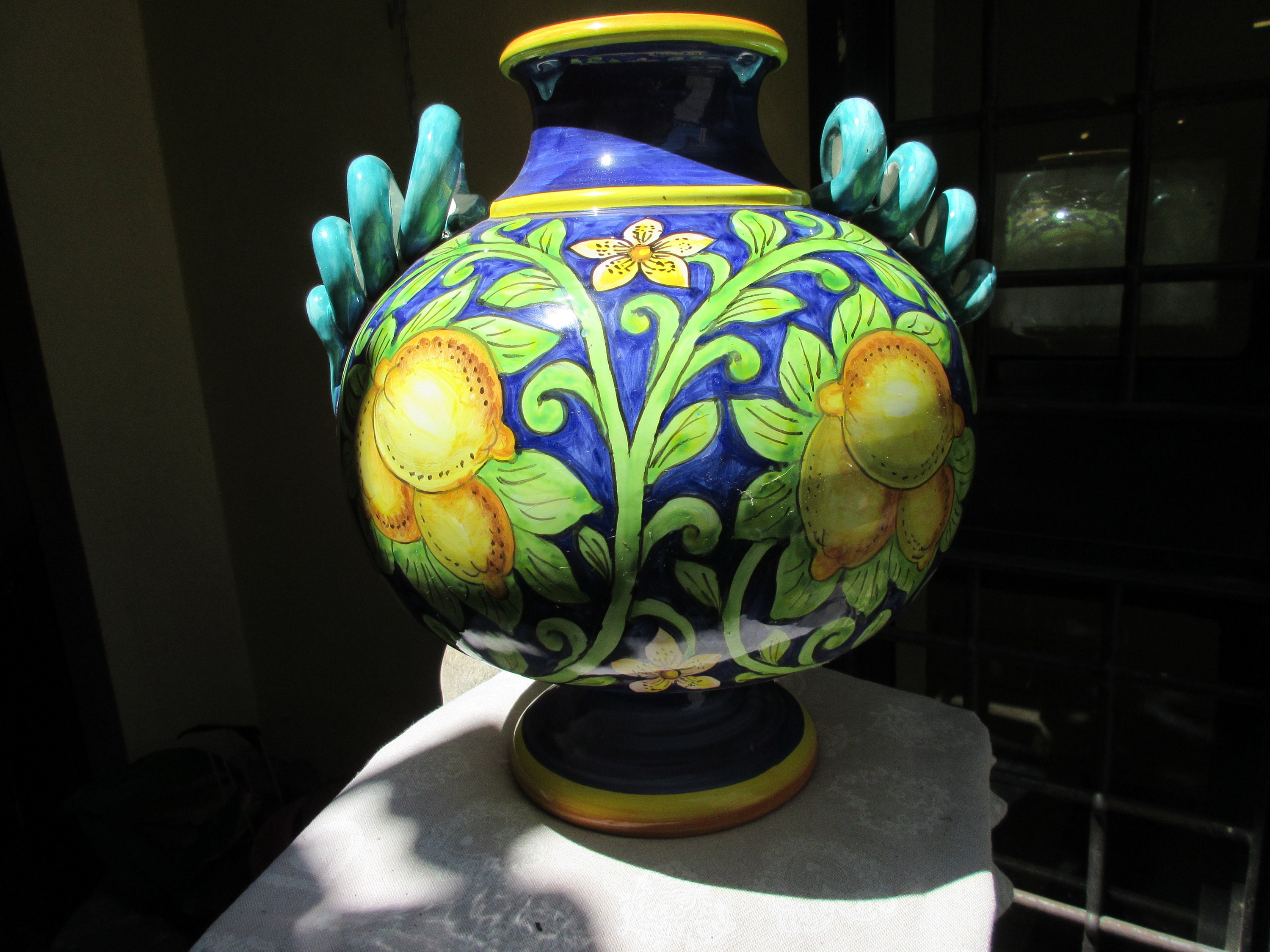 Tuscan Vase With Detailed Handles Hand Made Hand Painted in - Etsy