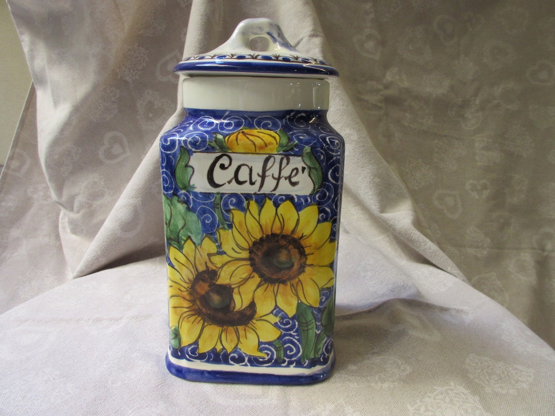 Tuscan Ceramic ‘caffè’ Coffee Jar Handmade, Hand Painted With ...