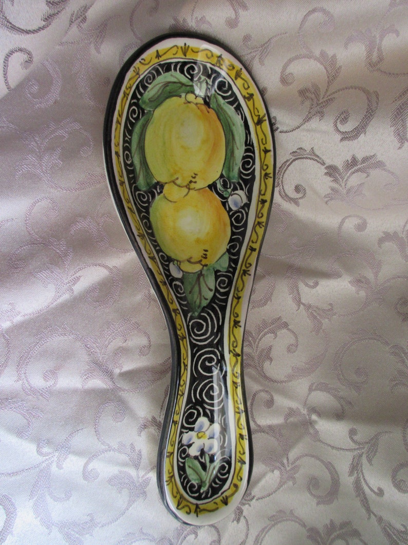Tuscan Spoon Rest Handmade Hand Painted With Lemons Grapes | Etsy