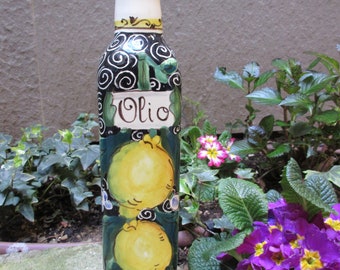 Tuscan Oil and Vinegar Set Handmade Ceramic Hand-painted | Etsy