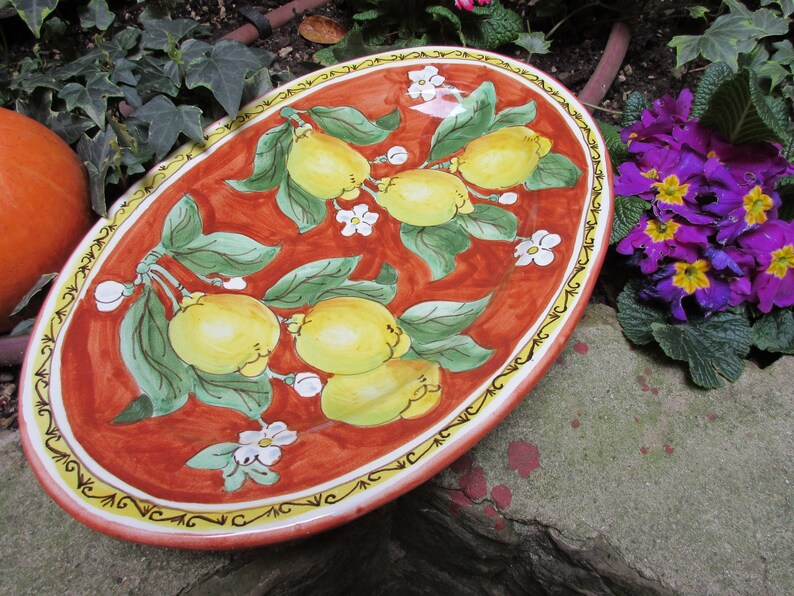 Tuscan Platter Handmade Hand Painted With Sunflowers Lemons - Etsy