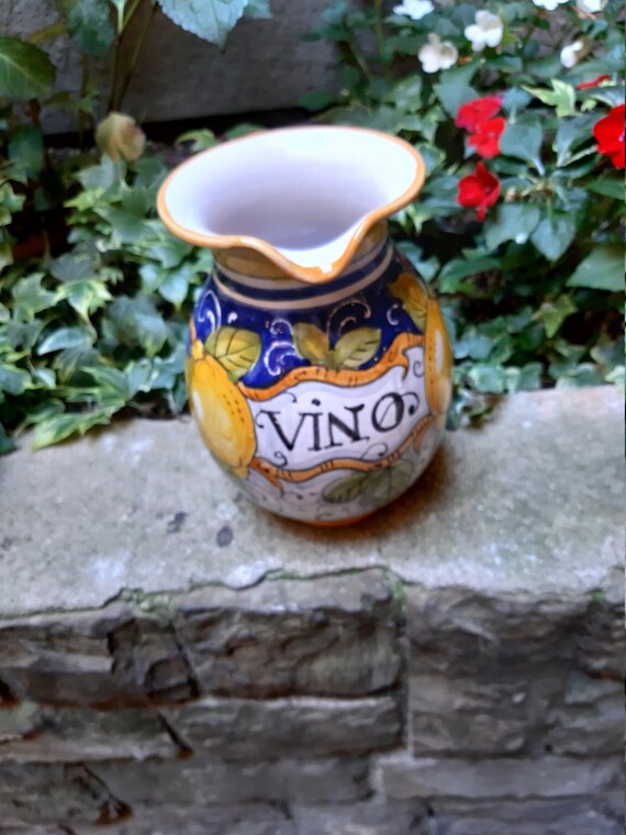 Tuscan Wine Pitcher Handmade Hand Painted 'vino' With | Etsy