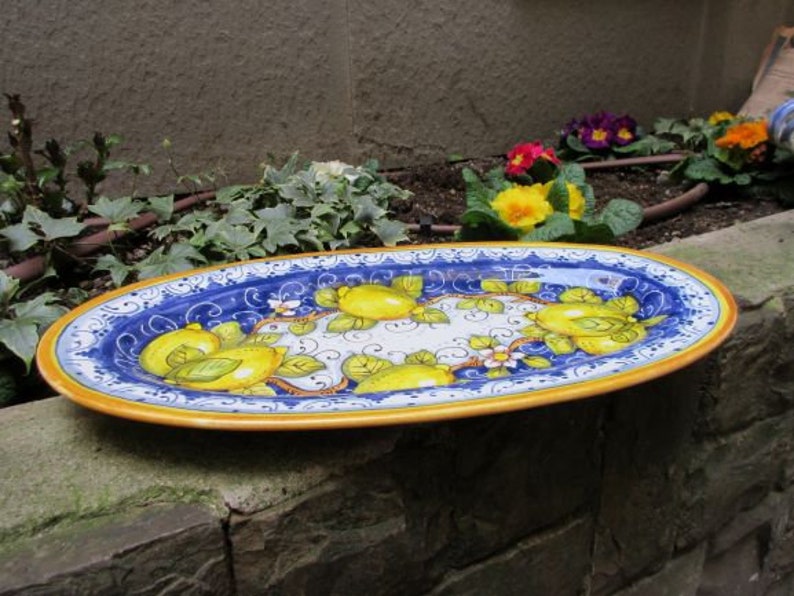 Tuscan Oval Platter Handmade Hand Painted With Lemons Design | Etsy