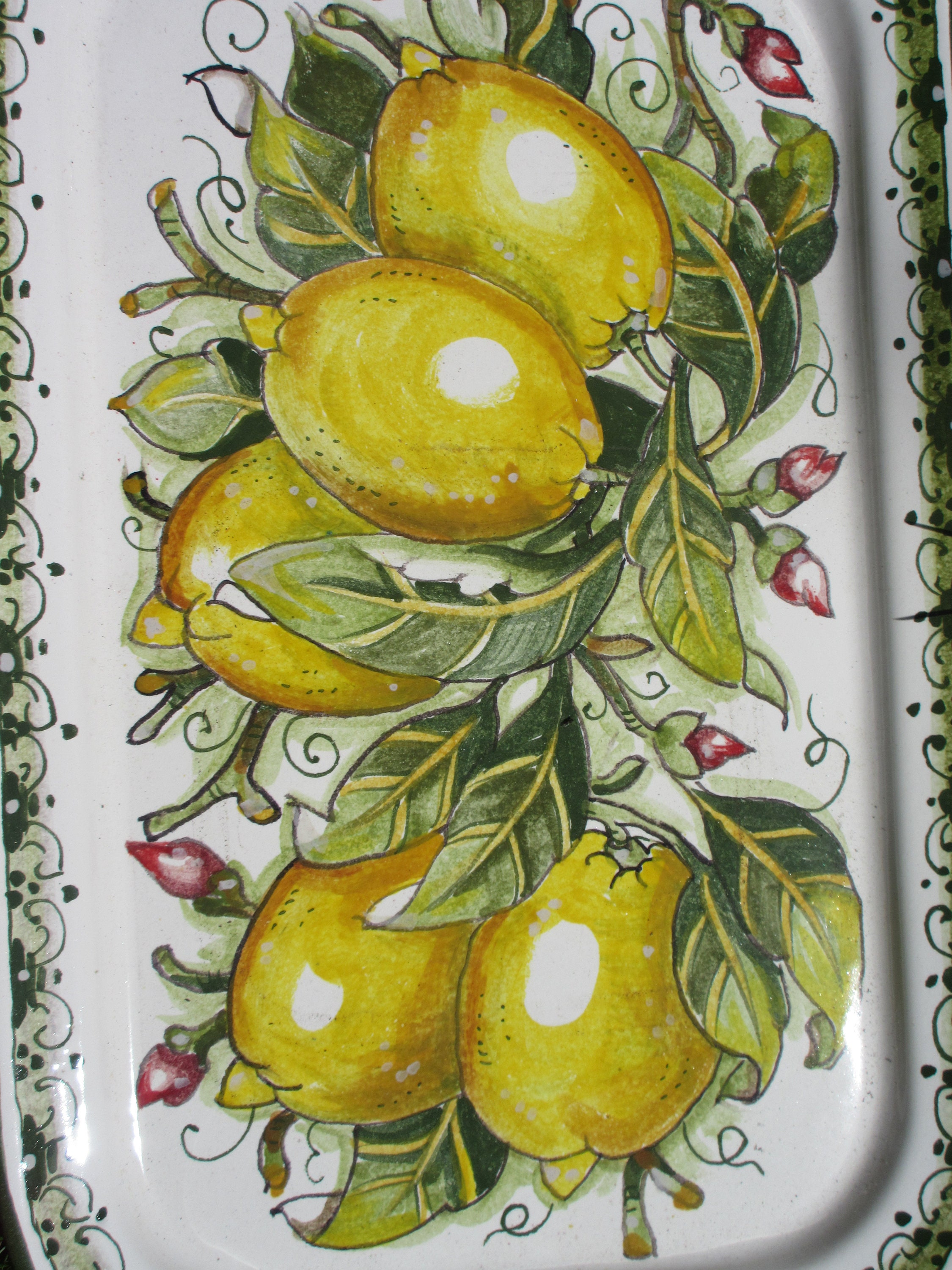 Tuscan Platter Handmade Hand Painted With Lemons in Yellow - Etsy
