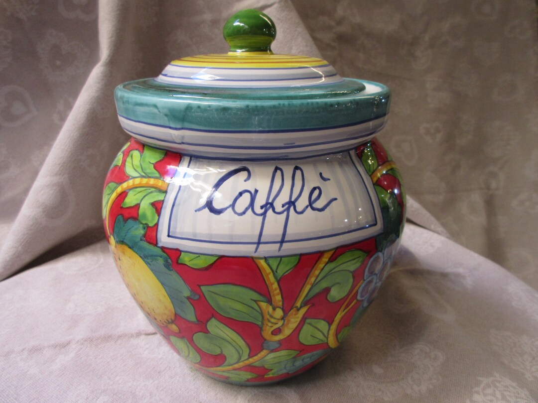 Tuscan Ceramic Caffe'/coffee or ‘zucchero/sugar Jar Handmade, Hand ...