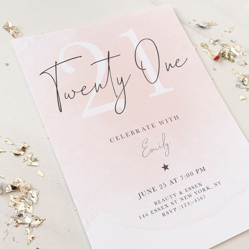 MILA Modern Elegant 21st Birthday Invite INSTANT DOWNLOAD - Etsy Australia