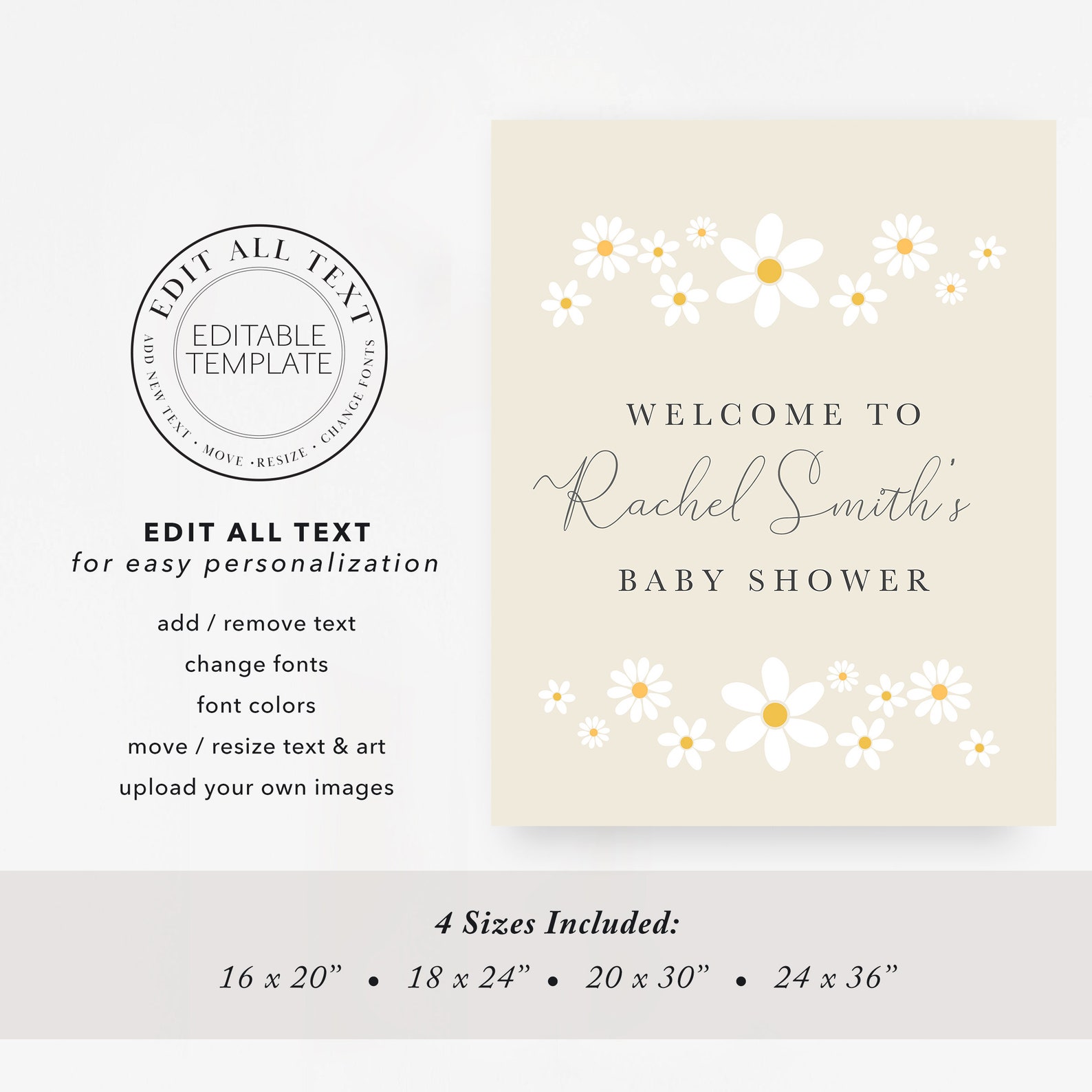 Daisy Welcome Sign Editable Template Welcome Sign Daisy - Etsy