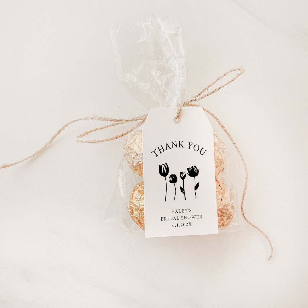 GIFT TAG, Tulip Editable Template | Floral Party Favor Tag, Printable ...