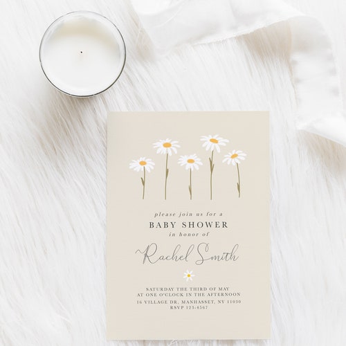 Daisy Baby Shower Invitation Template Editable Baby Shower - Etsy