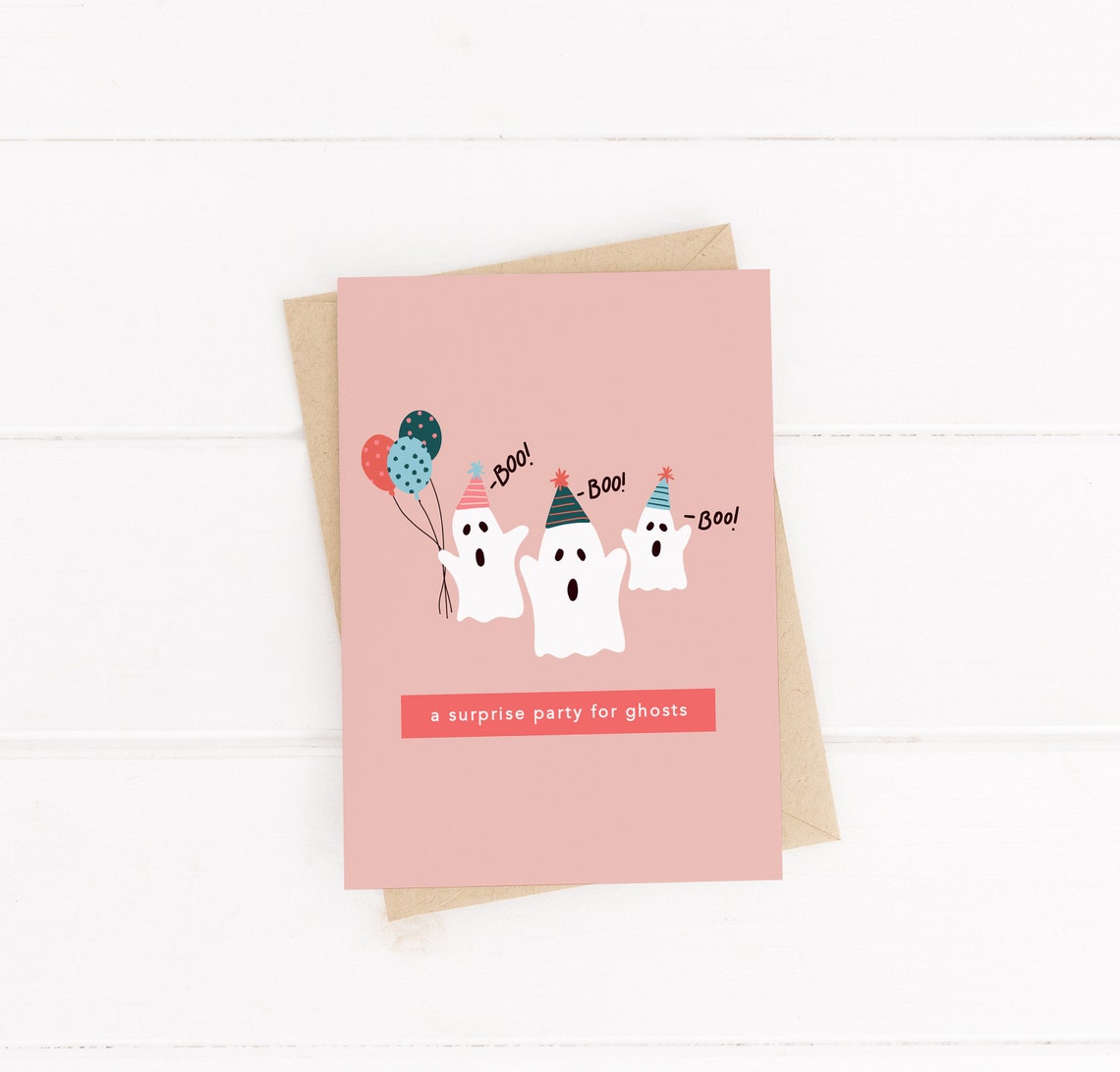 Ghost Birthday Greeting Card Halloween Greeting Card - Etsy