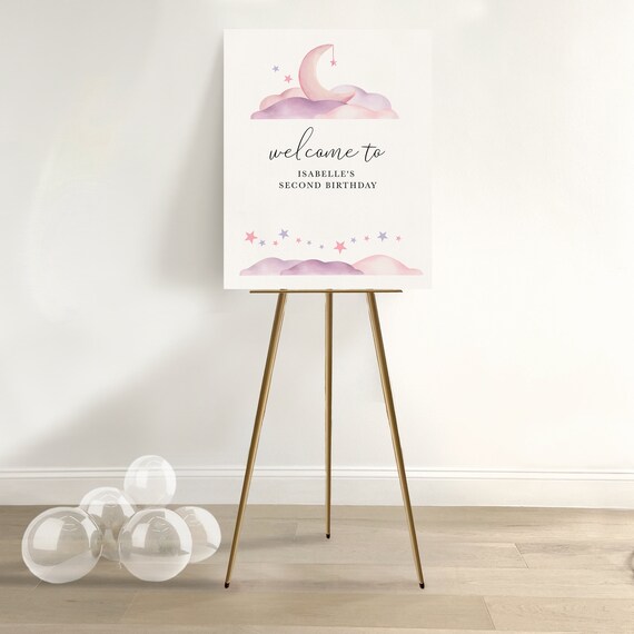 Two the Moon Sign Editable Template Welcome Sign Baby | Etsy
