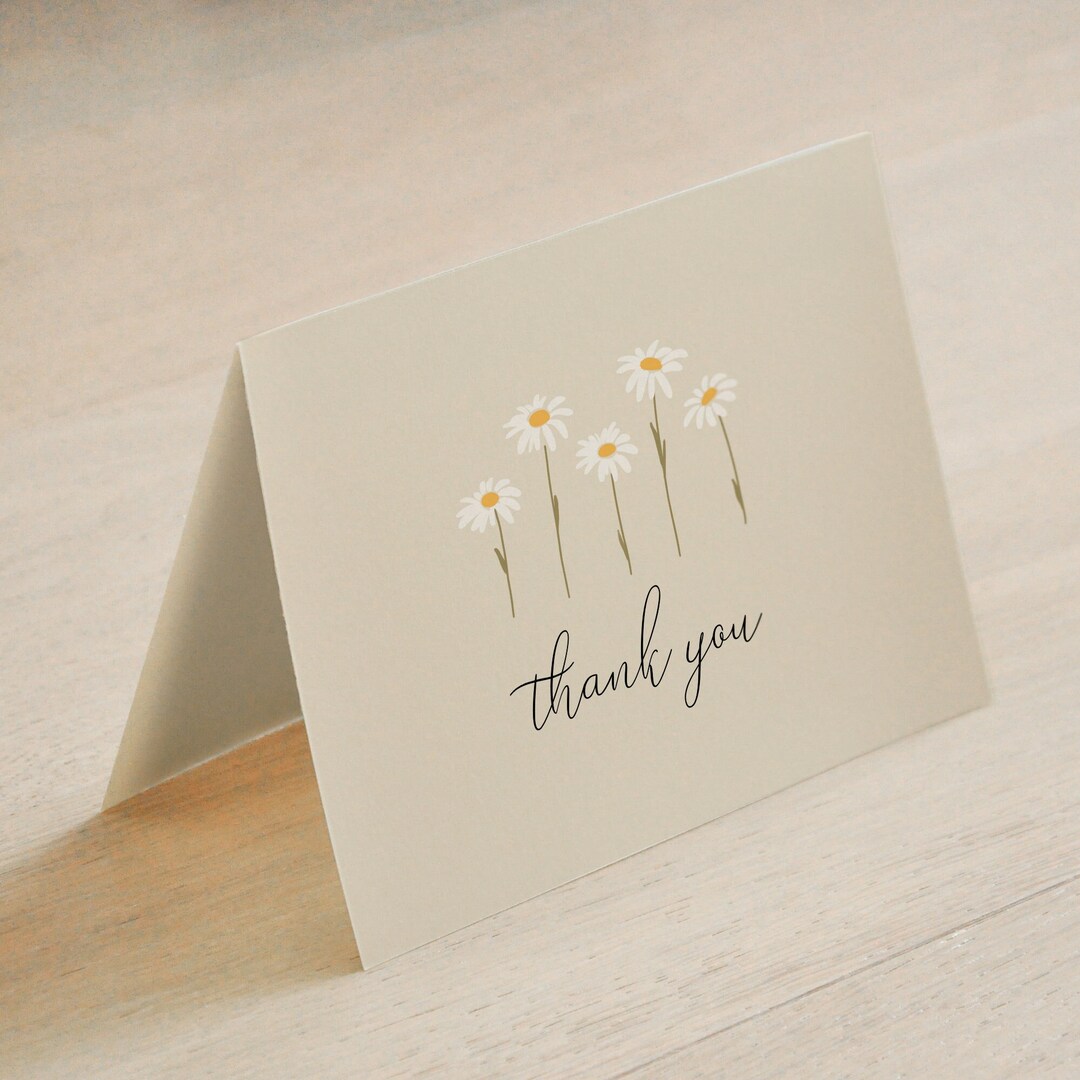 Daisy Thank You Card | Editable Template (digital Download) - Etsy