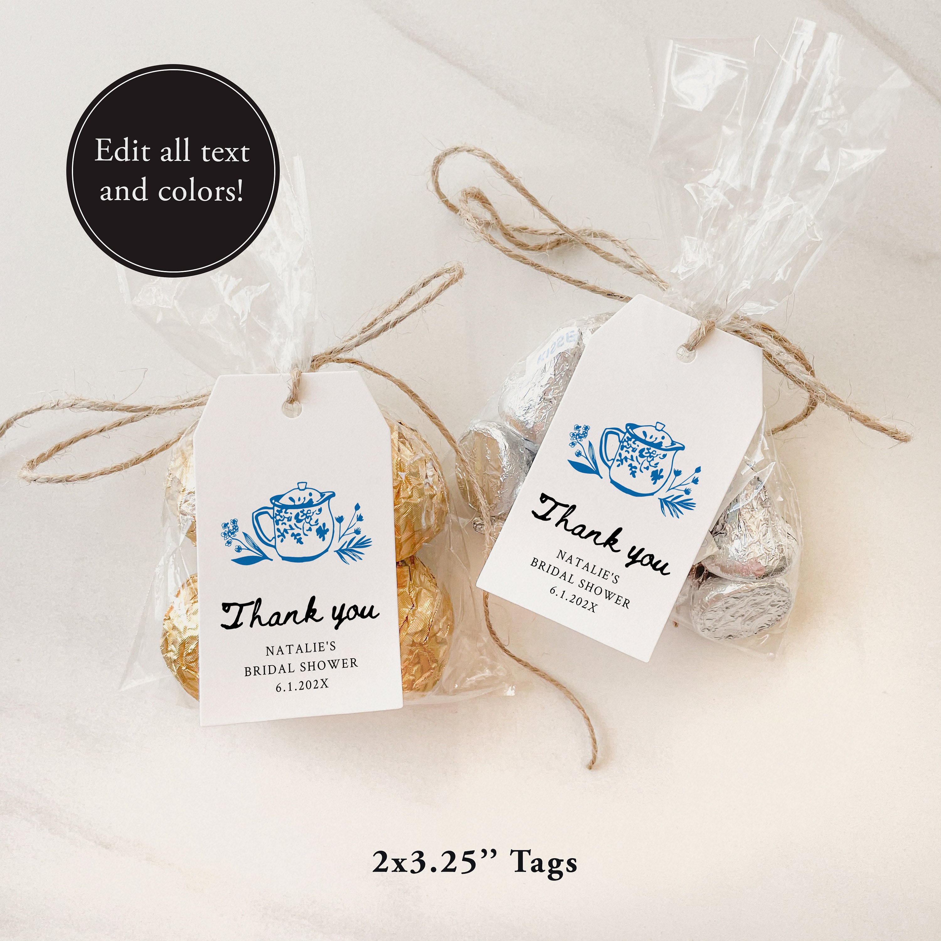 GIFT TAG Afternoon Tea Editable Template | Hanging Tag, Party Favor Tag ...